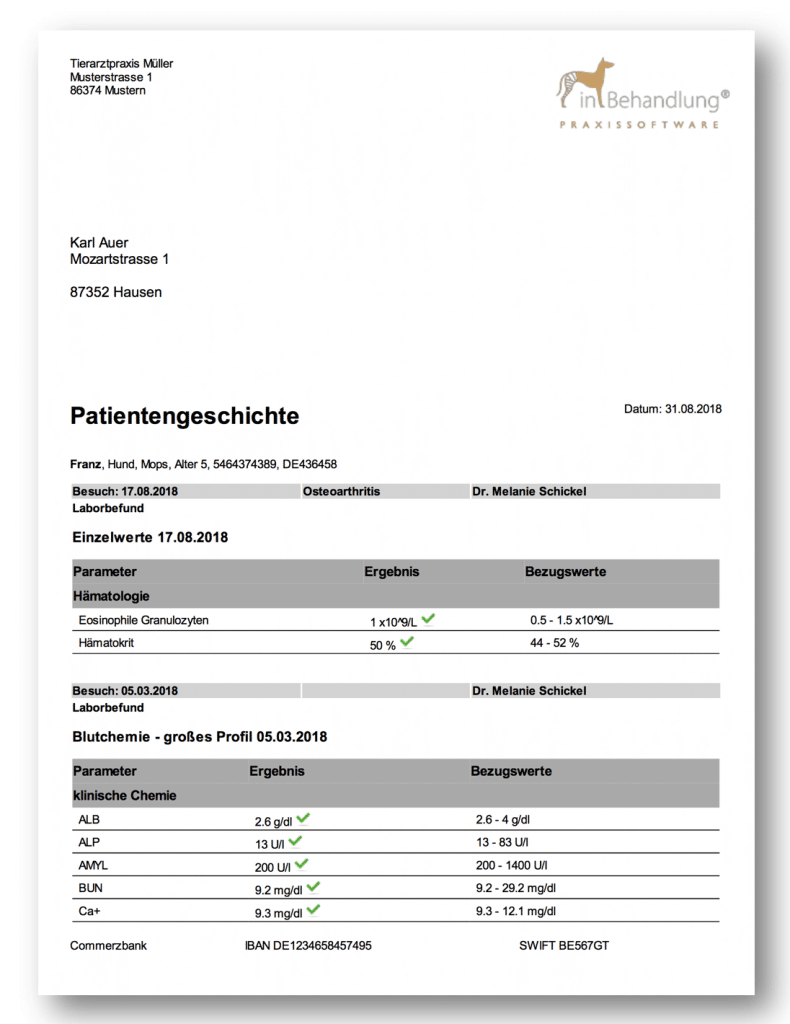 Labordiagnostik mit der Tierarzt-Software von inBehandlung